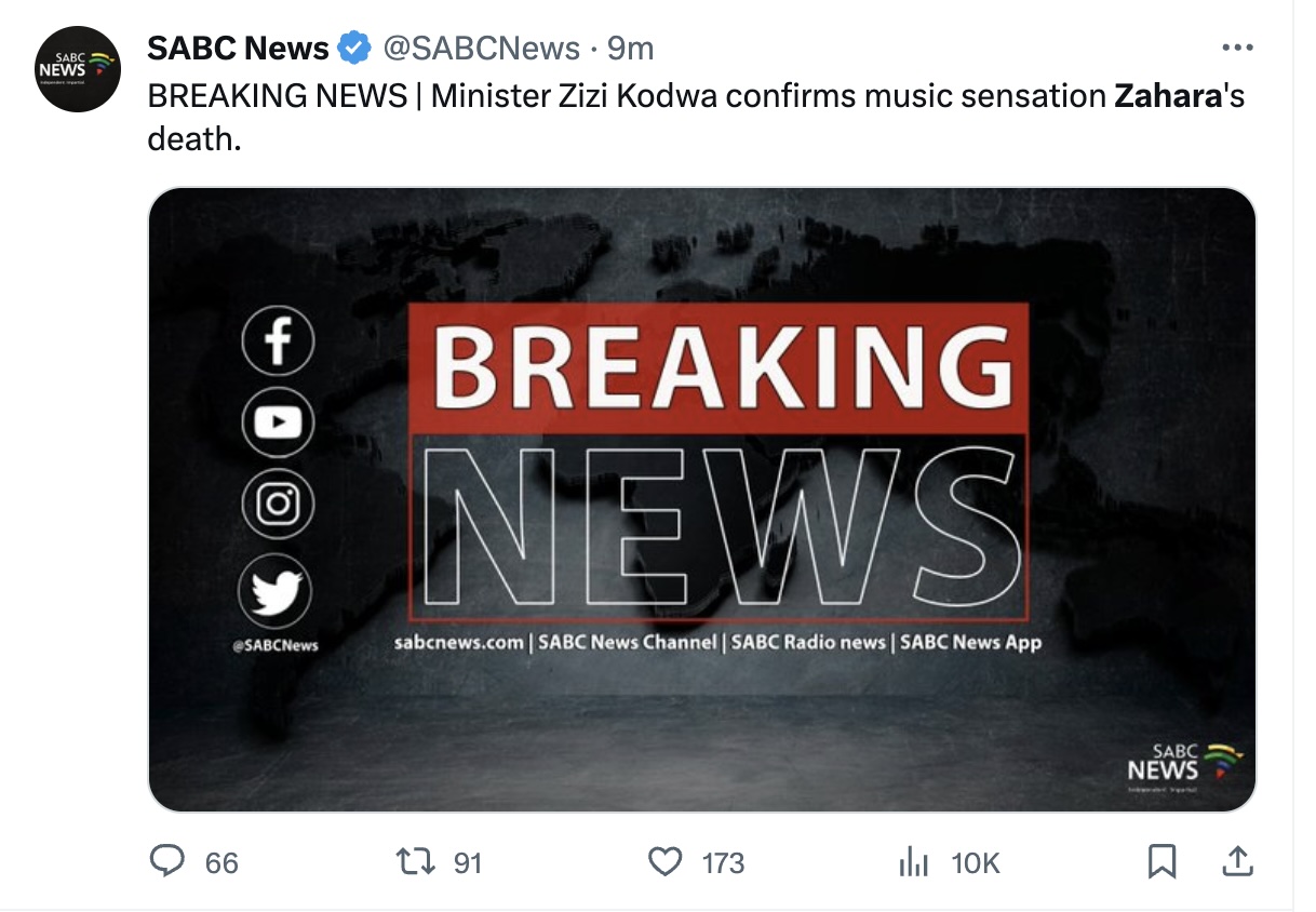 DEVELOPING: As the world processes the news of Zahara's reported death ...